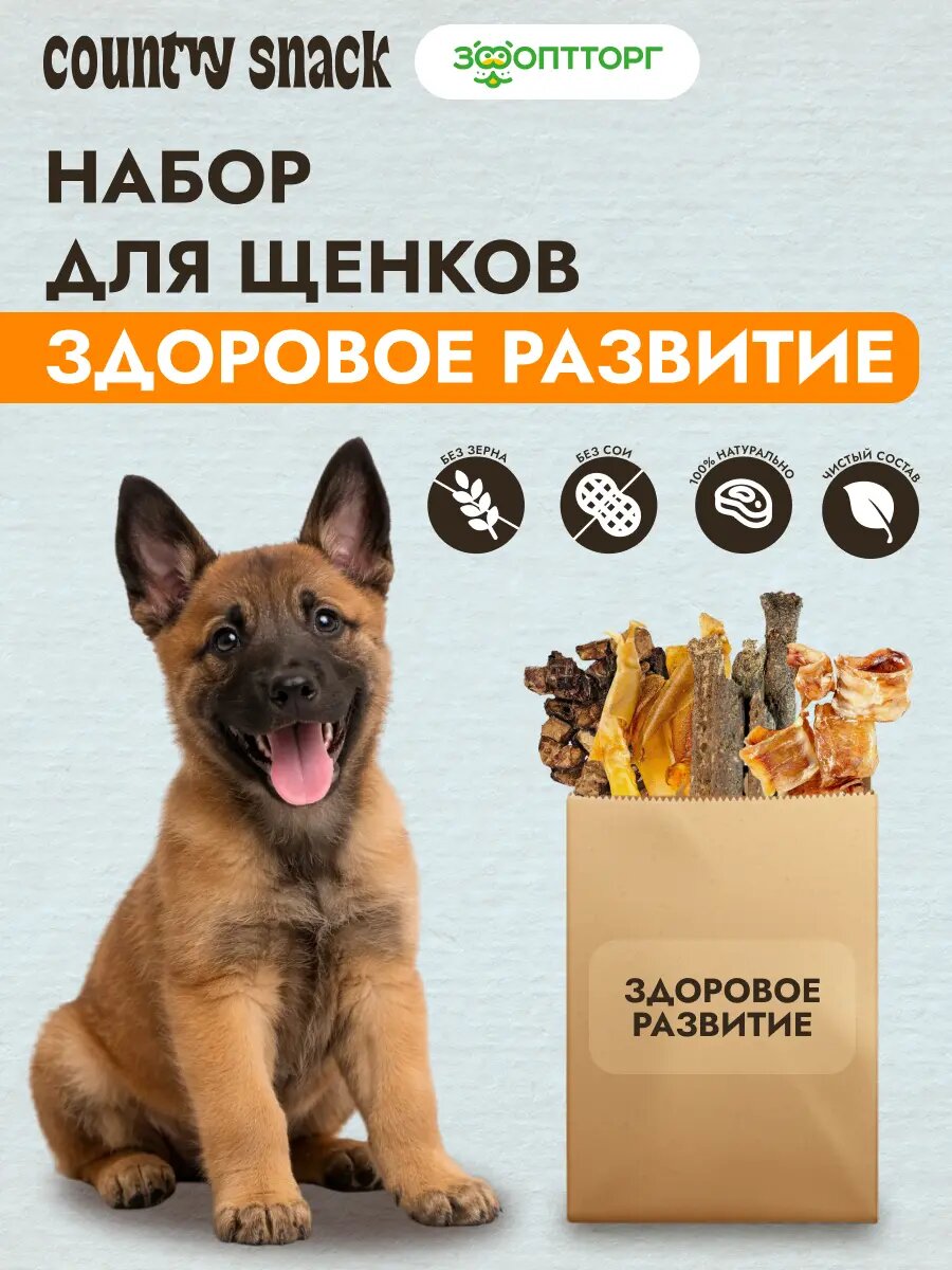 Комбо-набор лакомств Country snack для щенков "Здоровое развитие", 280 г