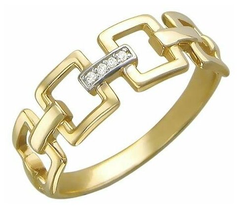 Кольцо, желтое золото, 585 проба, фианит