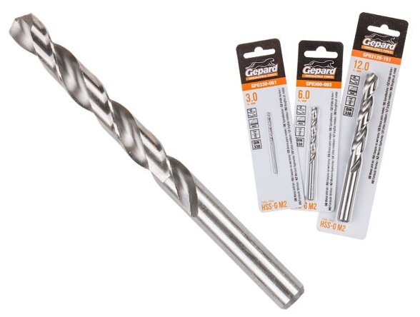 Сверло по металлу GEPARD (GP0340-075) спиральное 4х43х75 мм HSS-G