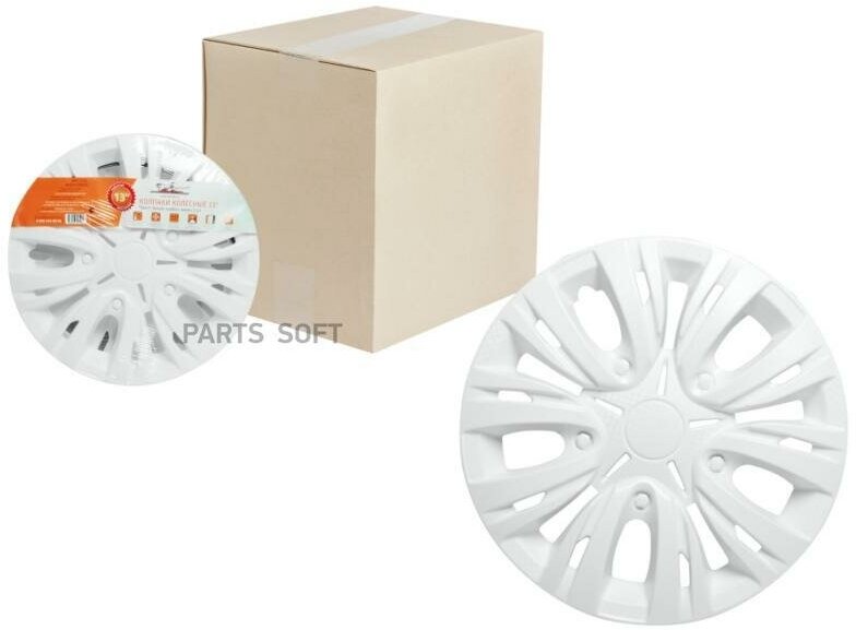 AWCC1403 AIRLINE Колпаки колесные 14" "Лион", белый, карбон, компл. 2 шт.