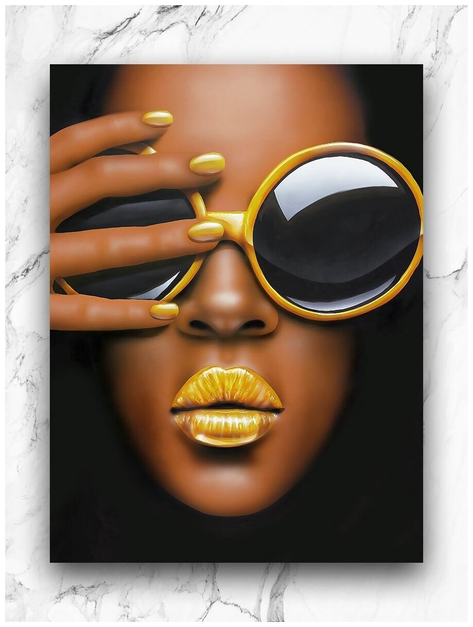 Картины для интерьера на холсте 60х80 см/ Девушка в очках / Арт