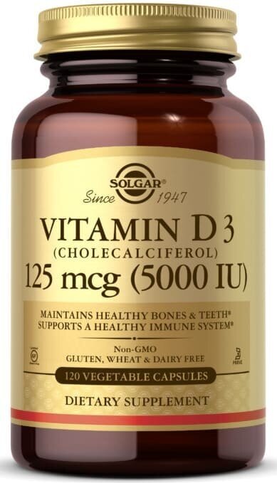 Solgar Vitamin D-3 (Cholecalciferol) 125 мкг (5000 IU) 120 капсул