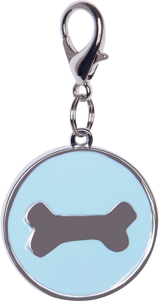 Адресник для собаки на ошейник Zoo One круглый большой, кость, бирюзовый, 29 мм, под гравировку, 19037