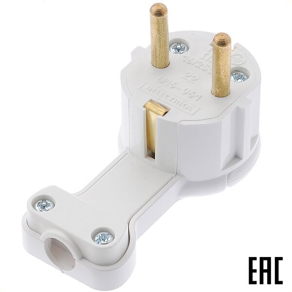 Вилка В16-061 "евр" штепсельная ультраплоская белая Светоприбор (5 шт. в комплекте)