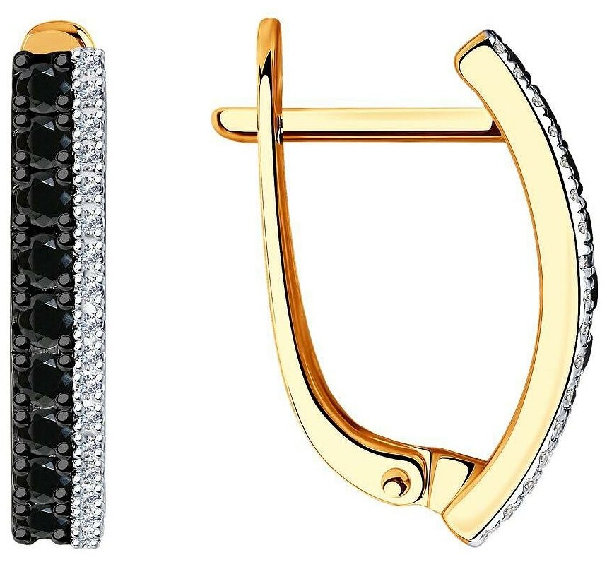 Серьги, красное золото, 585 проба, бриллиант