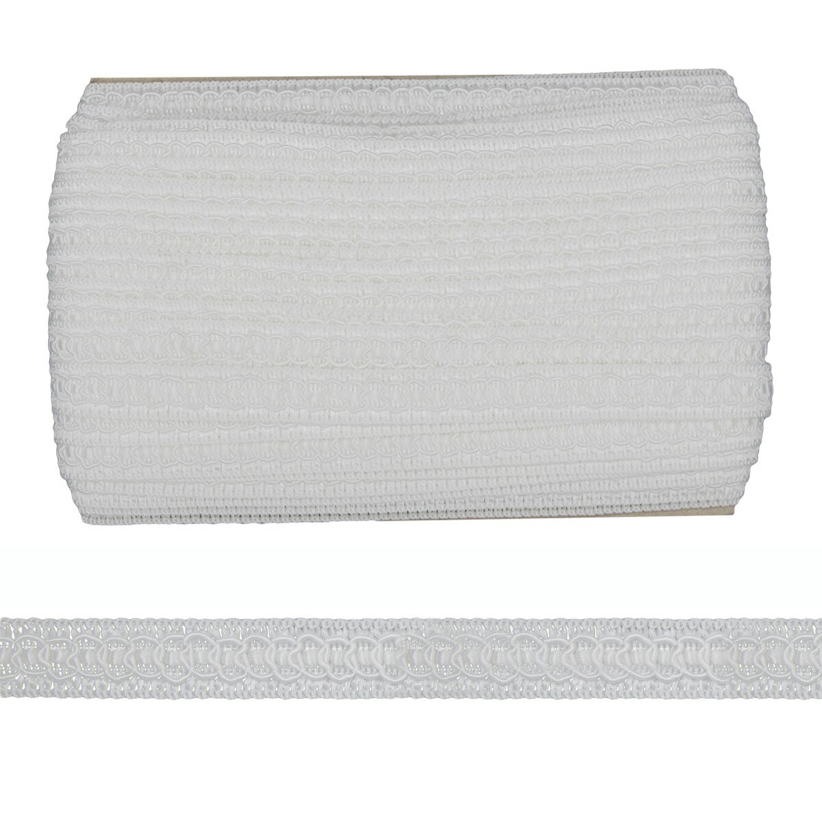 Тесьма декоративная Айрис SR045, полиэстер, ширина 1,5 см, длина 25 метров, белая