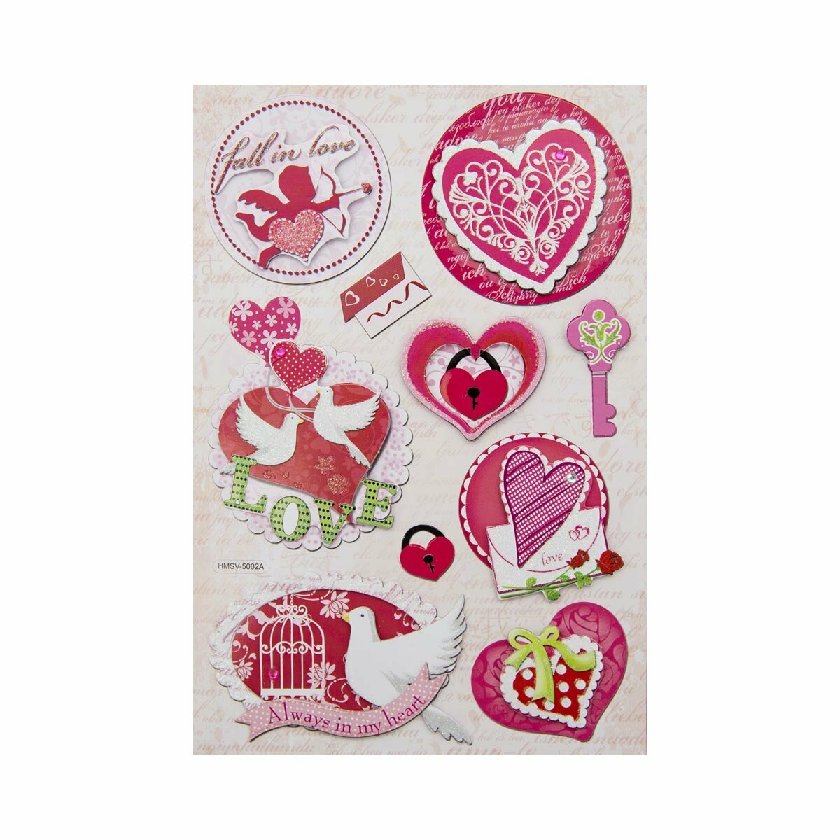 Наклейки 3D объемные для творчества набор 'Ключ от сердца', Айрис