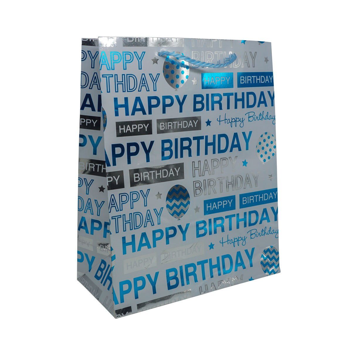 Пакет подарочный на день рождения ламинированный Айрис 'Happy Birthday', 32*26*12 см (B-голубой), 3 шт
