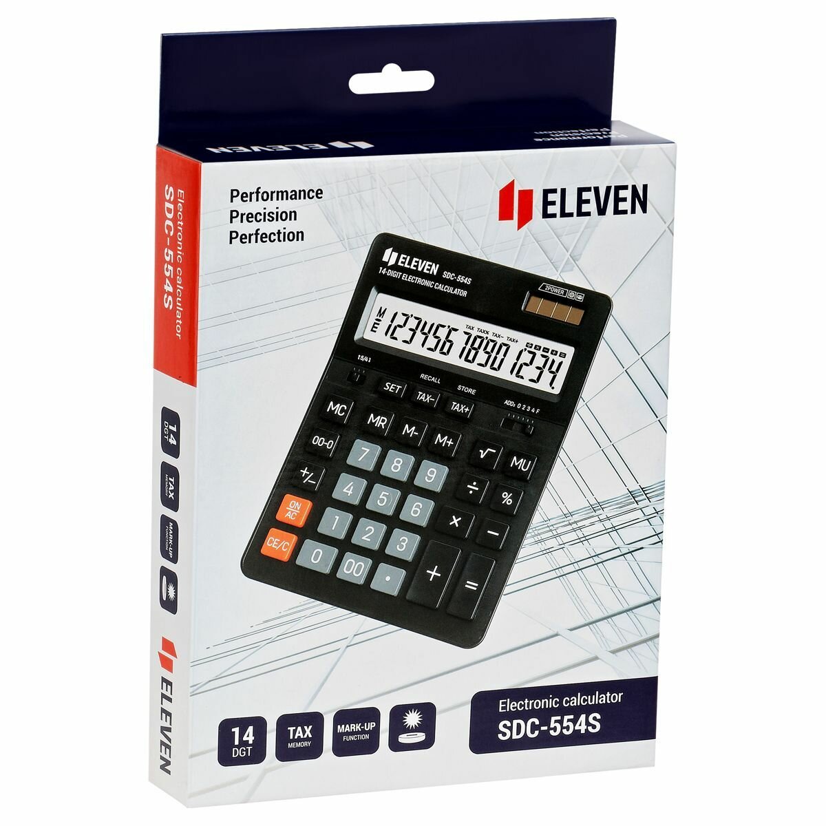 Калькулятор настольный Eleven SDC-554S, 14 разрядов, двойное питание, 155*205*36мм