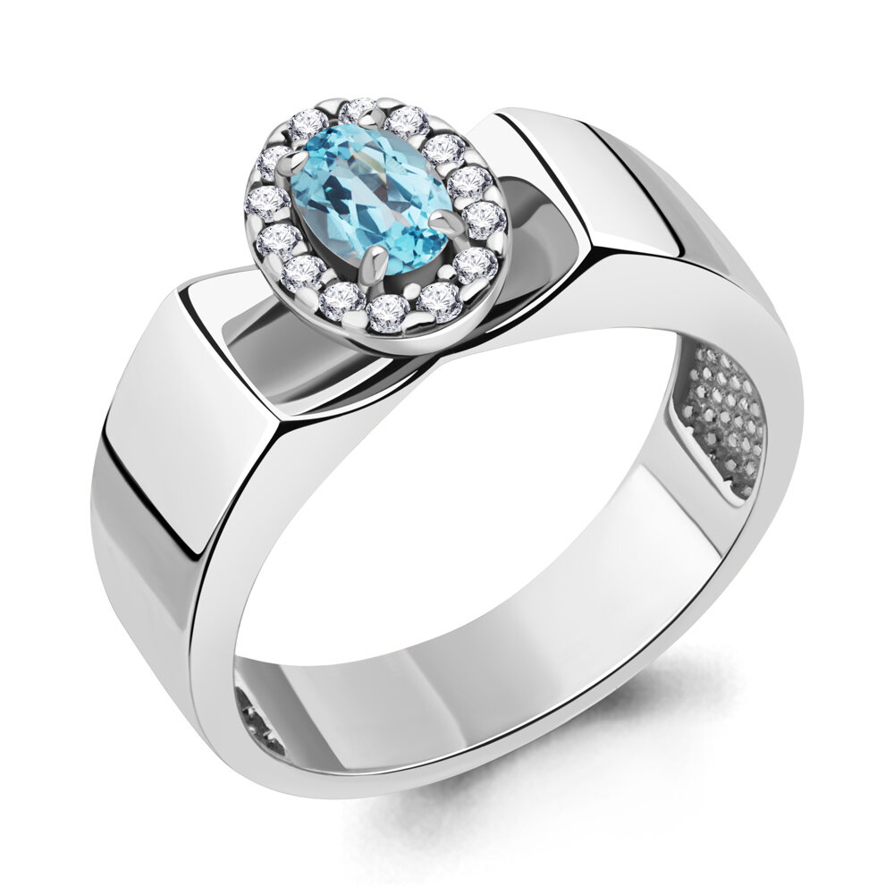 Кольцо, серебро, 925 проба, топаз, фианит
