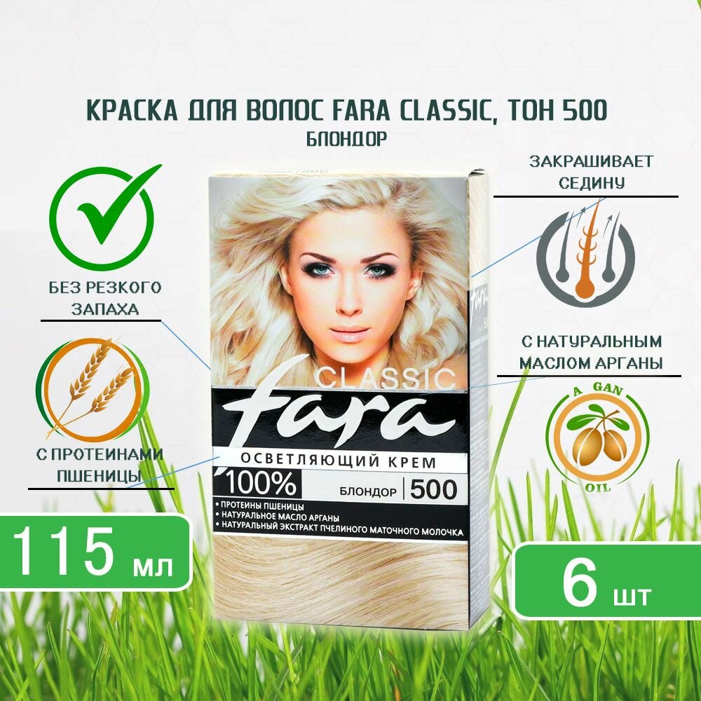 Краска для волос Fara (Фара) Classic, тон 500 - Блондор х 6шт