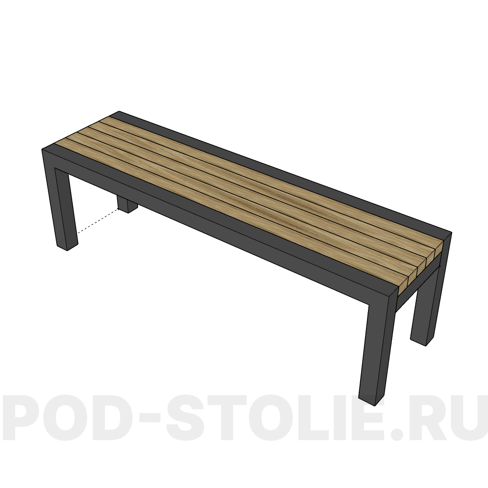 Скамейка садовая лофт Roco-08, для дома и дачи, с размерами 170х54х45 см