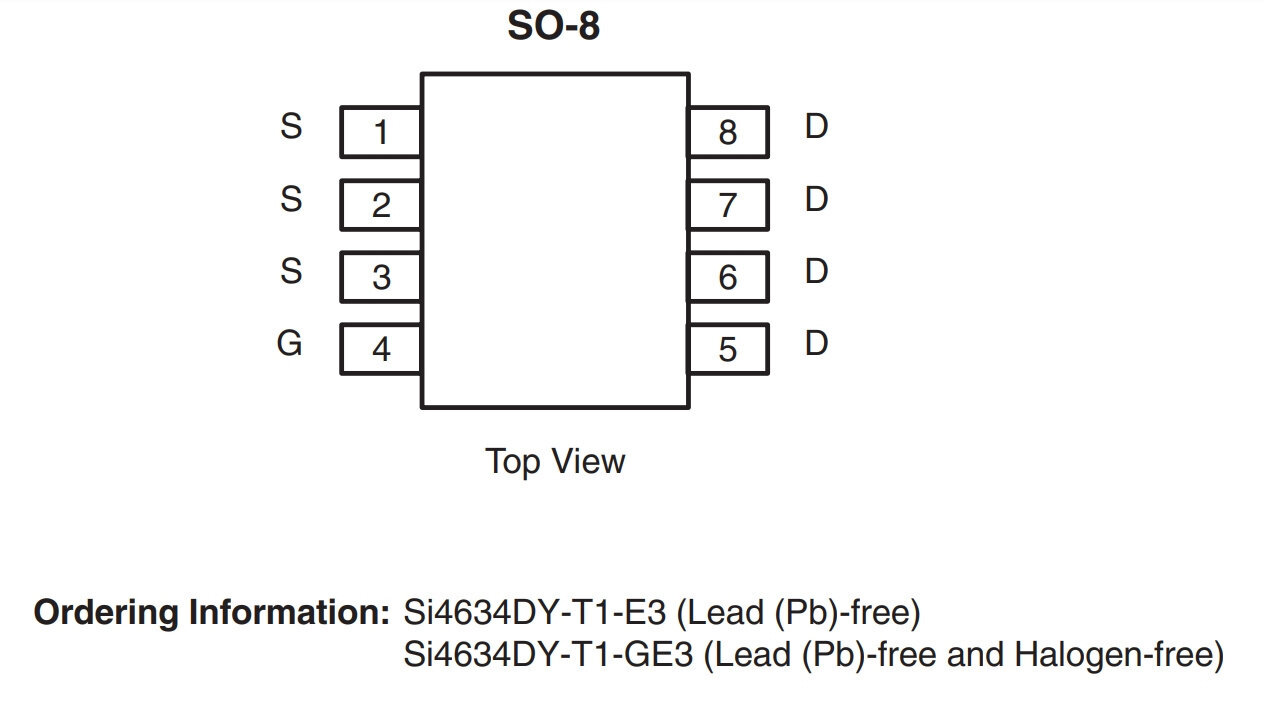 Микросхема Si4634DY-T1-GE3 N-Channel MOSFET 30V 16A SOP8