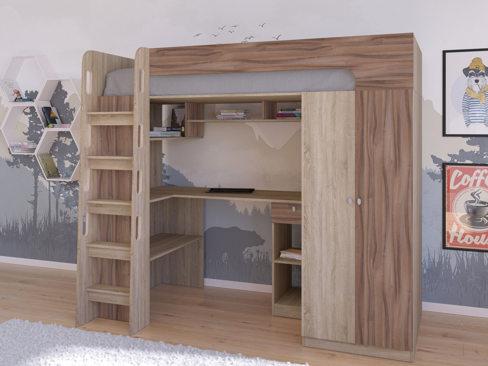 Кровать чердак Астра 10 РВ-Мебель