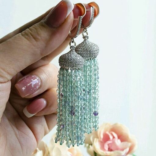 Серьги с подвесками, флюорит