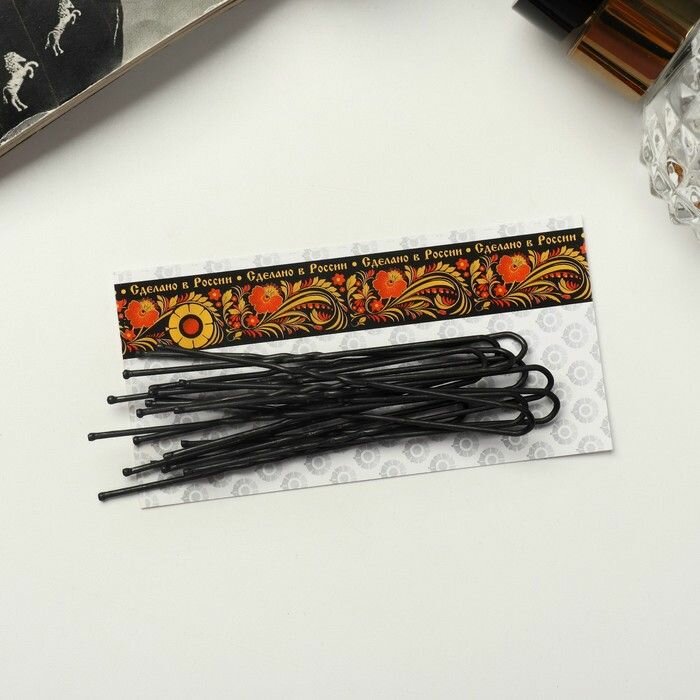 Шпилька для волос Sima-land "Народная" 7 см, черная, 10 шт