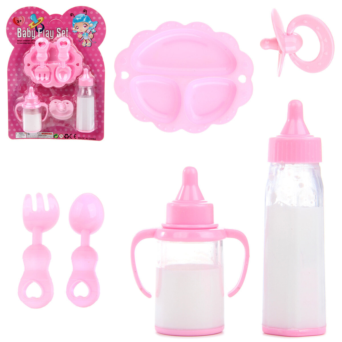 Аксессуары для пупса - бутылочка, соска, тарелка, Veld Co 117872