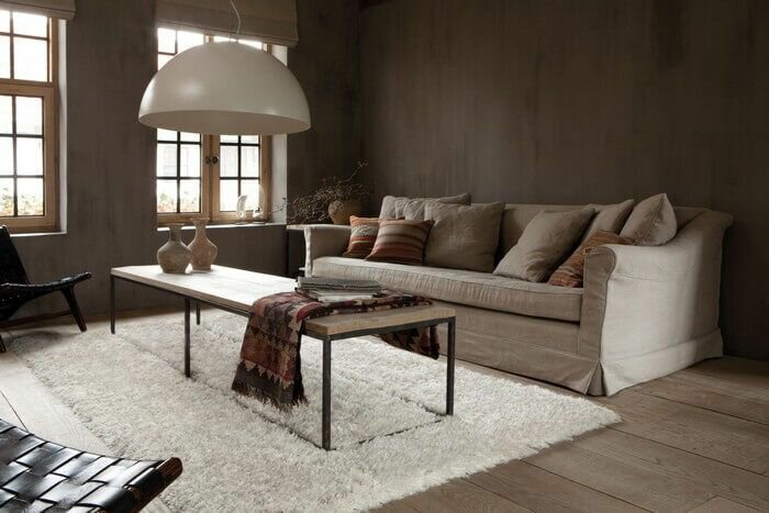 Ковер шерстяной бельгийский на пол в спальню в гостиную 240х340 см бежевый модерн современный ворс 70 мм шегги 111192 Kover-Russia