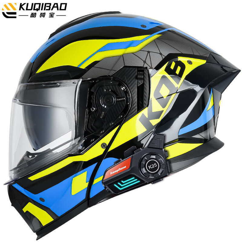 Шлем Chibao K25, с Bluetooth, 2 линзы, 2XL, ярко-черный/желтый/синий