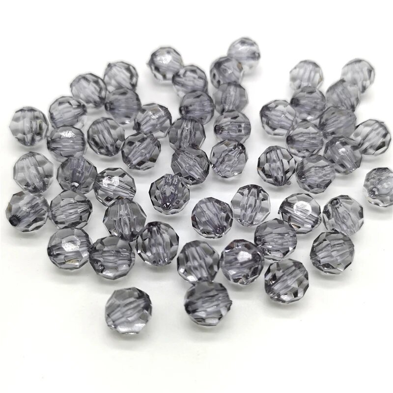 Акриловые граненые бусины Рондель 6/8/10/12 мм 10mm 30pcs, Grey