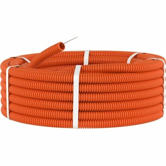 Труба гофрированная Dkc ПНД гибкая легкая d25мм с протяжкой оранж. (уп.50м), 71925