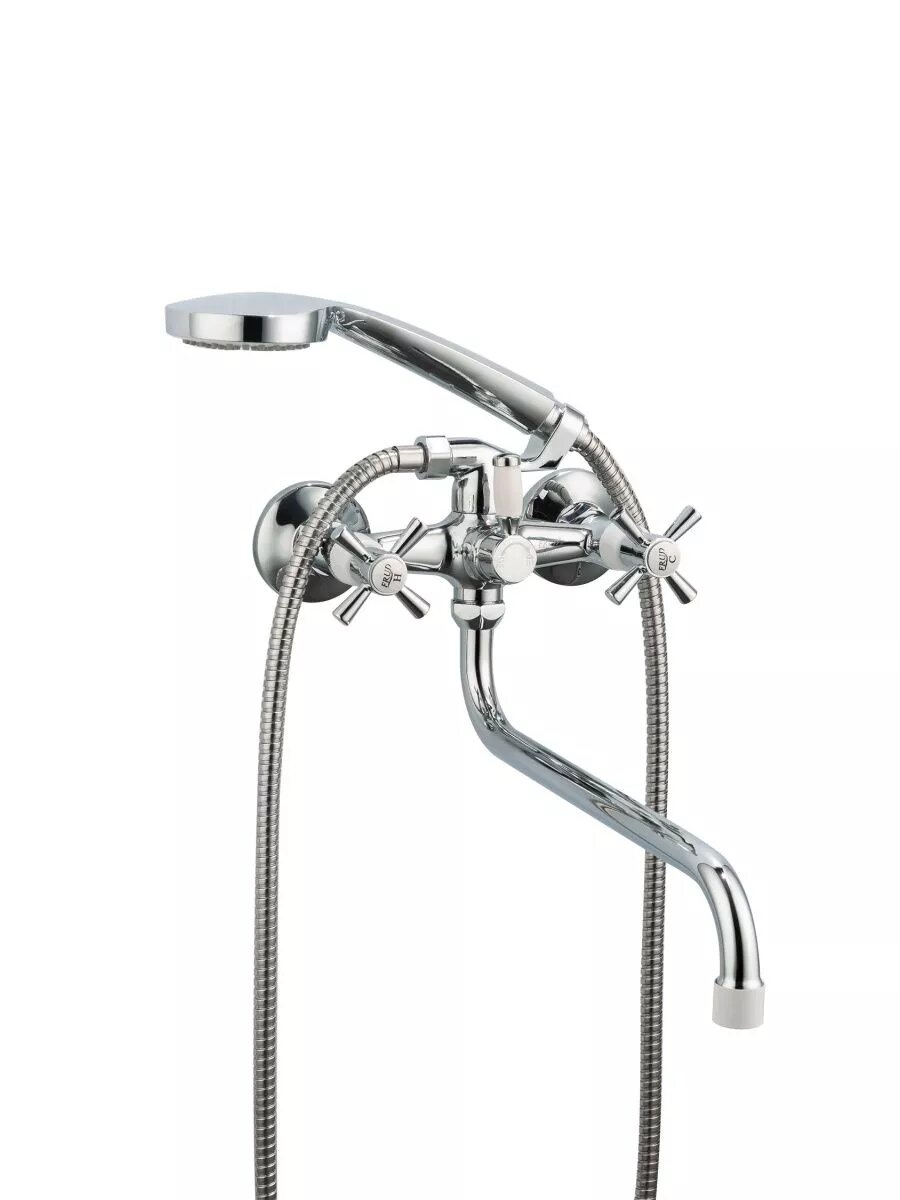 Смеситель Frud R22118-7, для ванны, с душевой лейкой, вентильный, серый