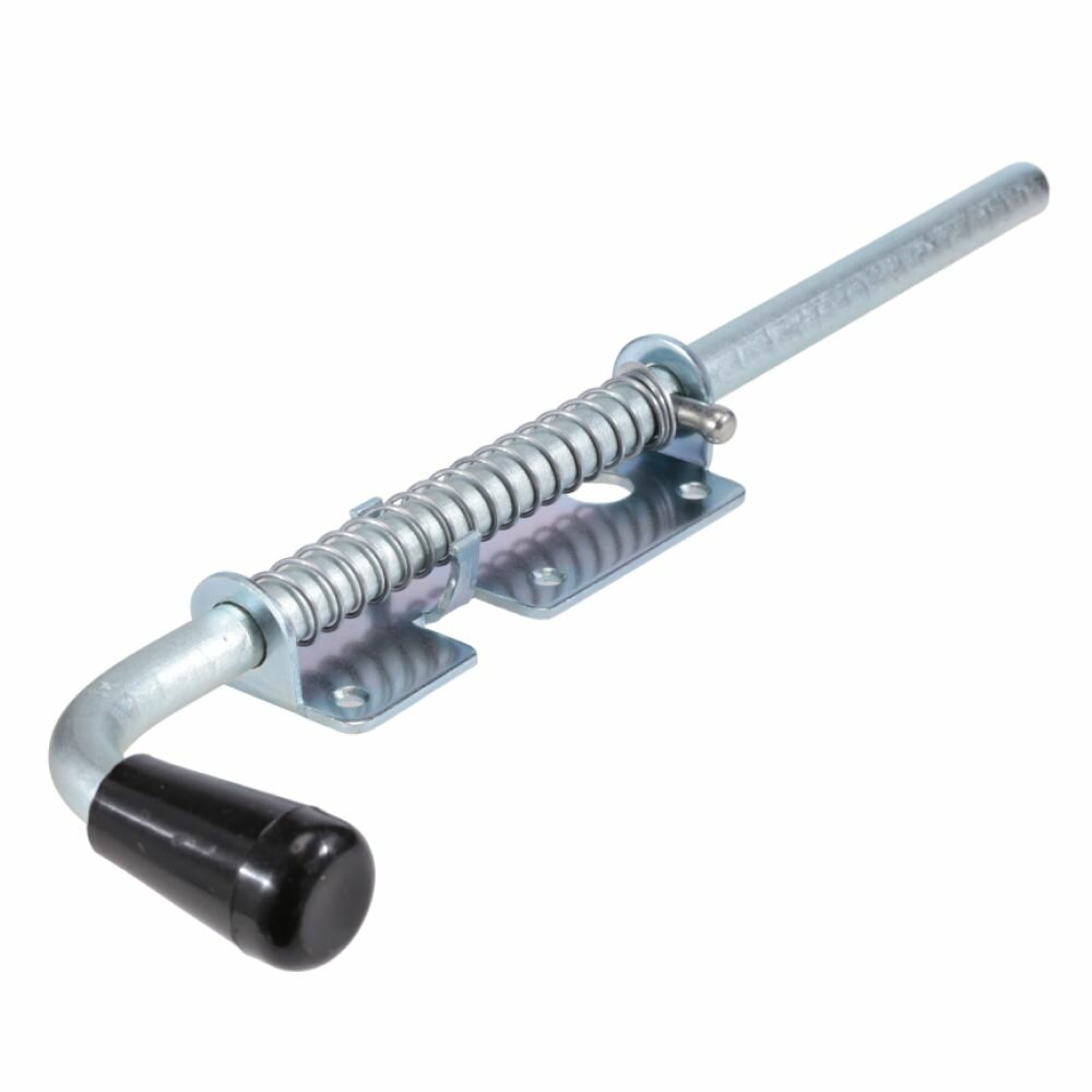 Засов для ворот и дверей с пружиной DOMART ЗСП-400 мм, задвижка дверная автоматическая, шпингалет накладной, 2 шт, цинк