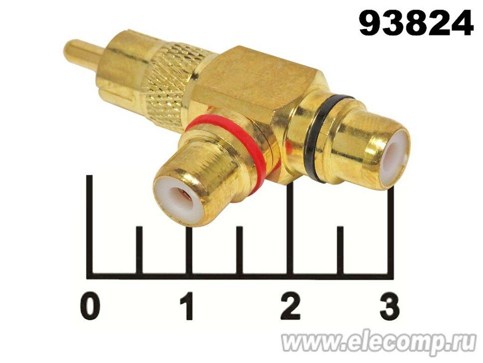 Переходник RCA штекер/RCA 2 гнезда gold металл