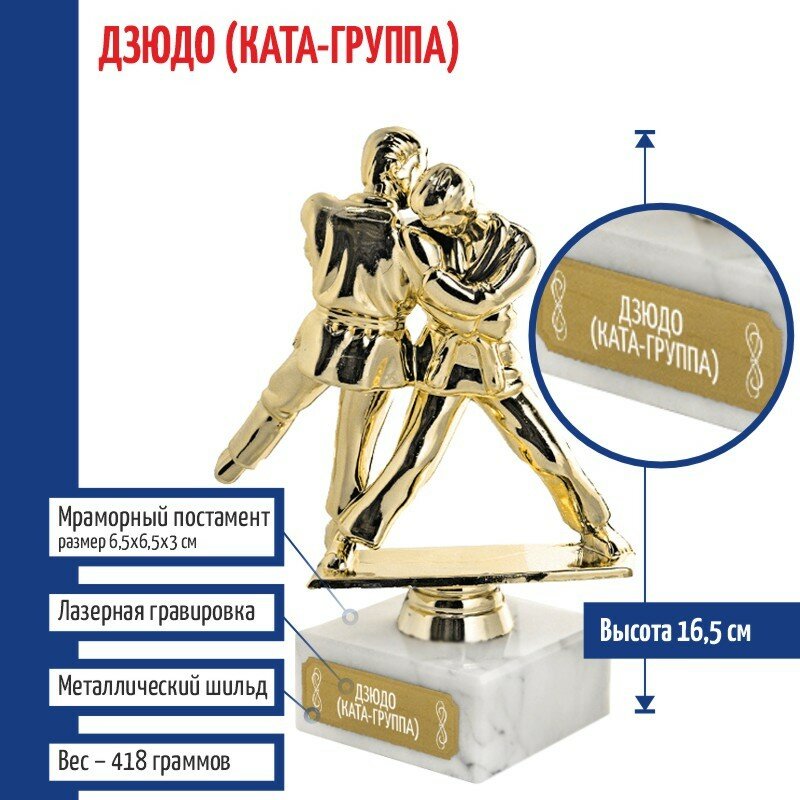 Статуэтка Дзюдо "дзюдо (ката-группа)" на мраморном постаменте (16,5 см)