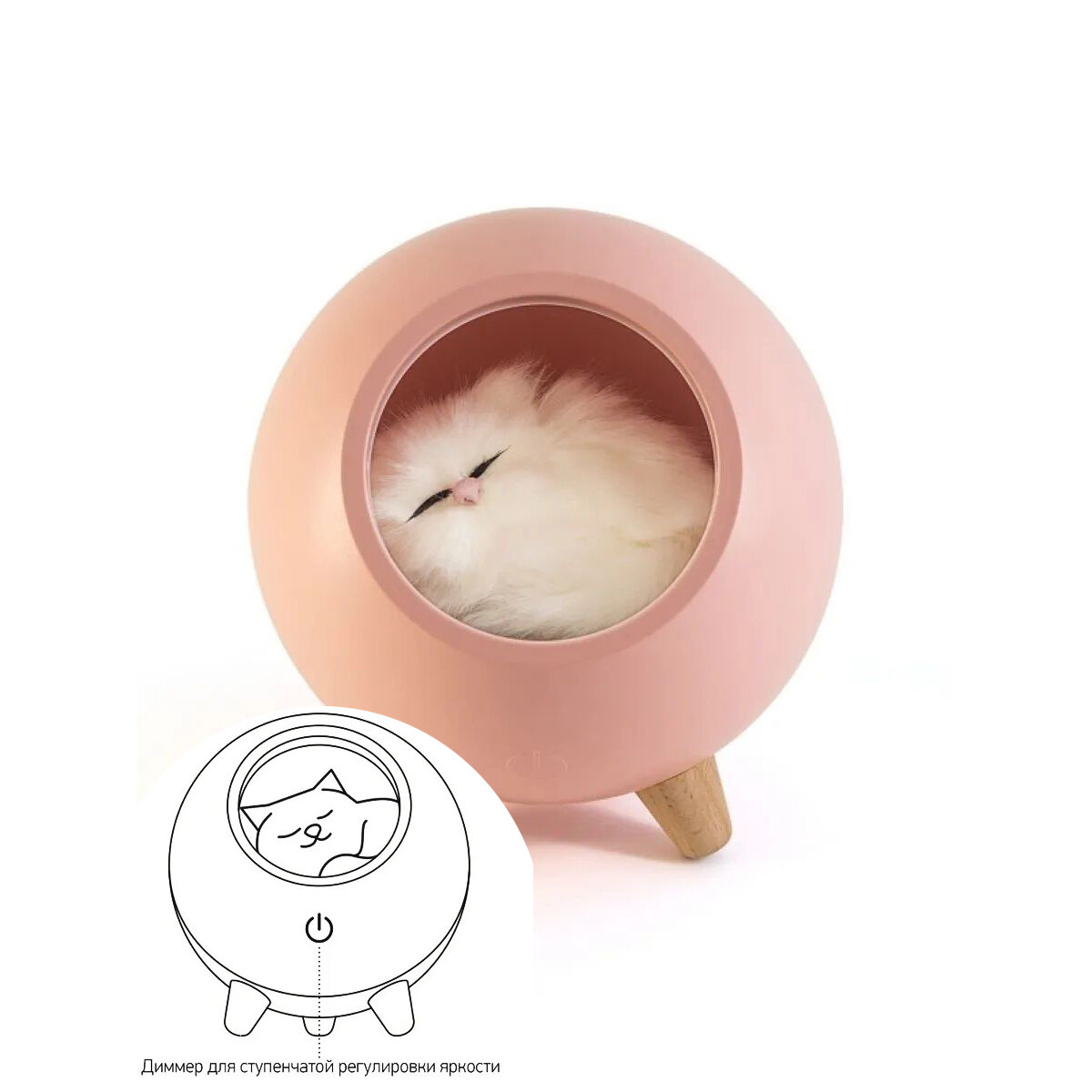 Ночник светодиодный детский "Котик в домике"