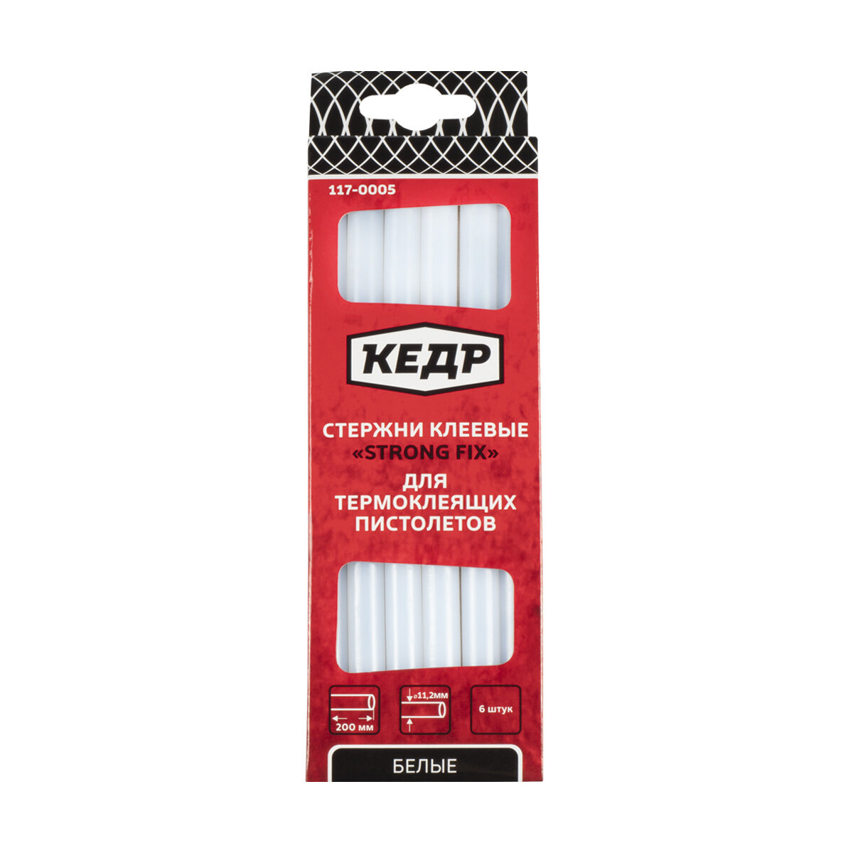 Стержни сменные с клеем 11,2 мм*20 см (белый) упак. 6 шт. "Кедр"