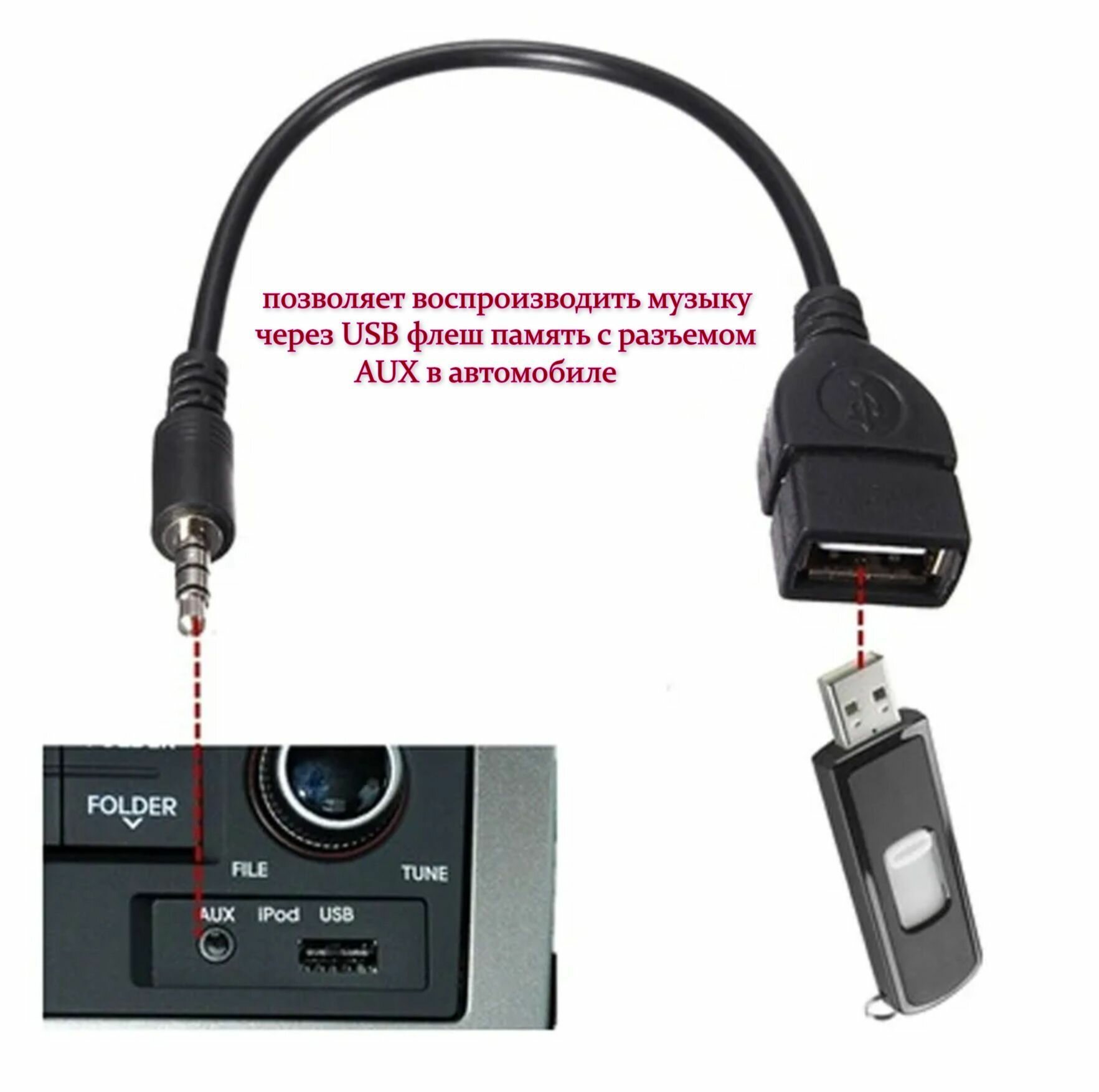 Кабель переходник AUX 3.5/USB Mама