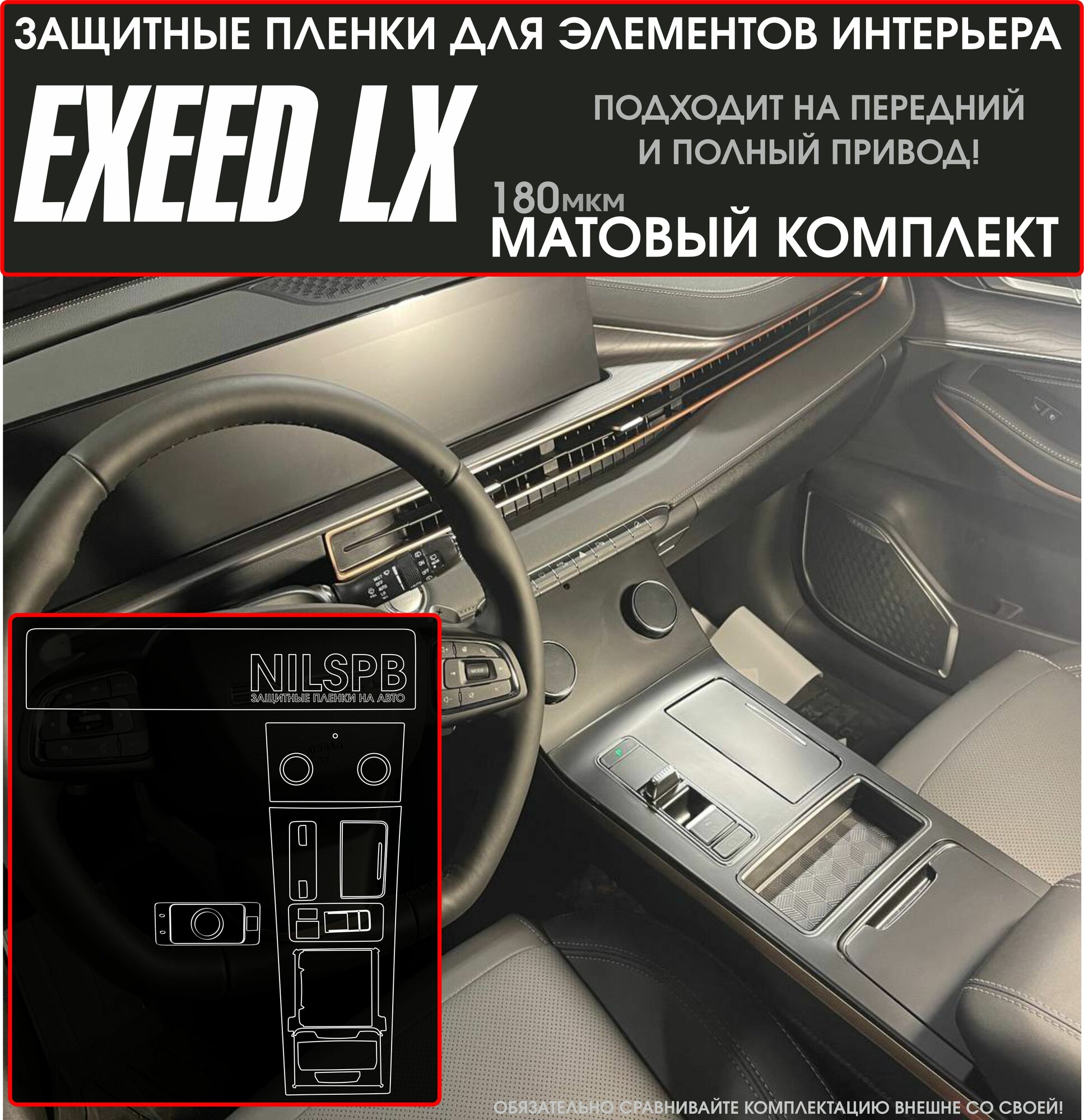 Exeed LX / Защитные матовые пленки на консоль/ климат/ монитор ГУ Эксид ЛХ / NILSPB