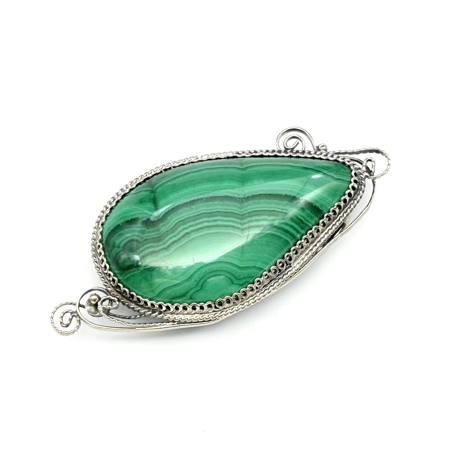 Брошь, малахит