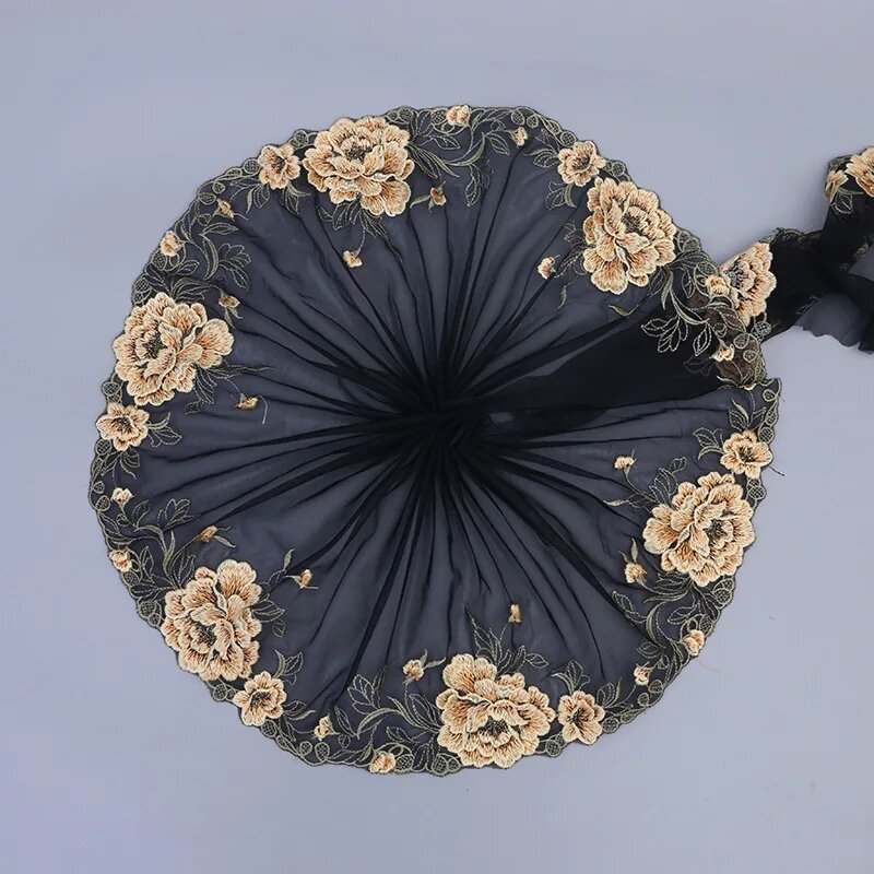 Синее кружево с цветочной вышивкой для рукоделия Черный, Style9