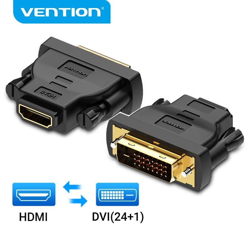 Vention DVI 24+1 Male - HDMI Female, Черный — фото 1