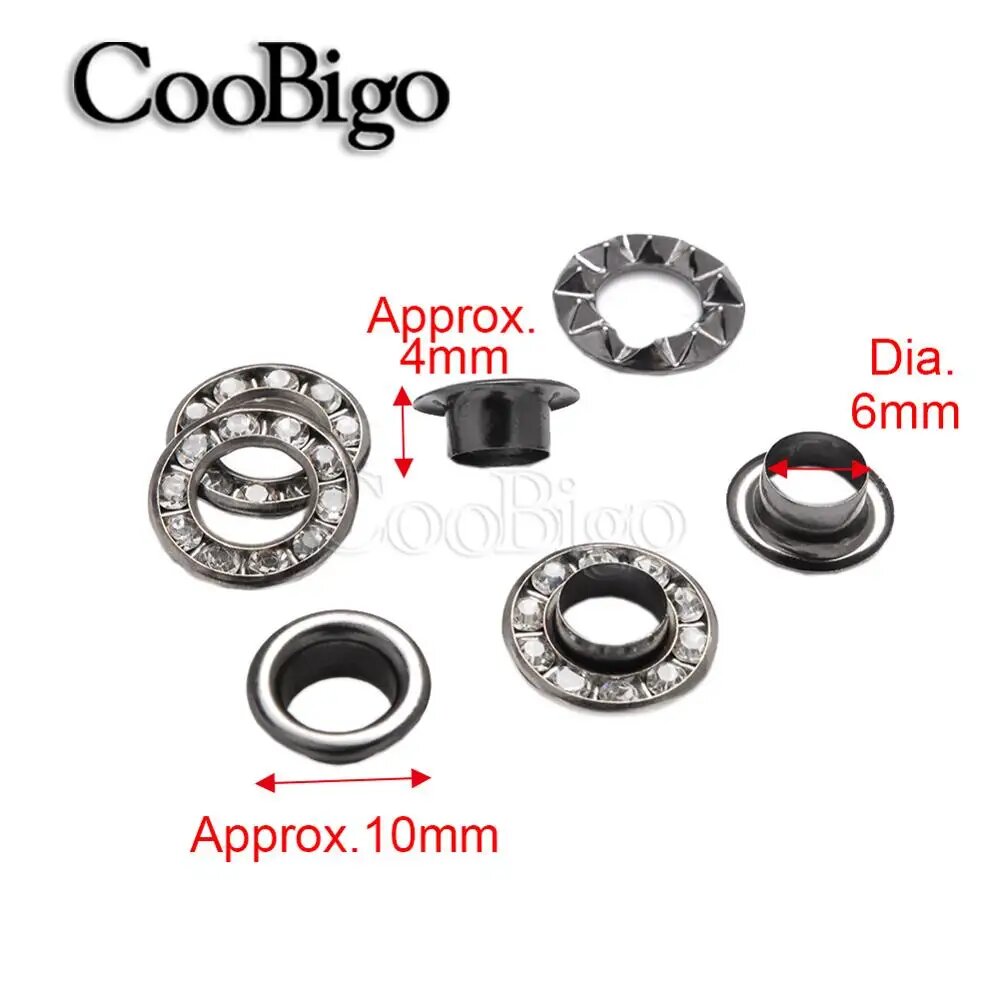 Комплект люверсов металлических 50 шт. 6mm GunBlack