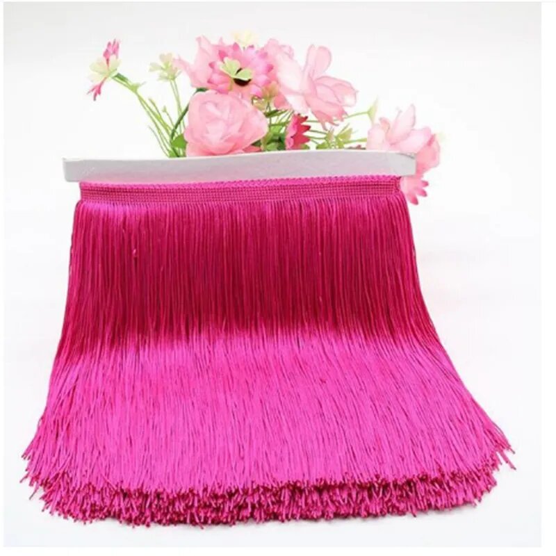 Кружевная лента с бахромой 15 см SAD01 Розовый, 15cm, metre