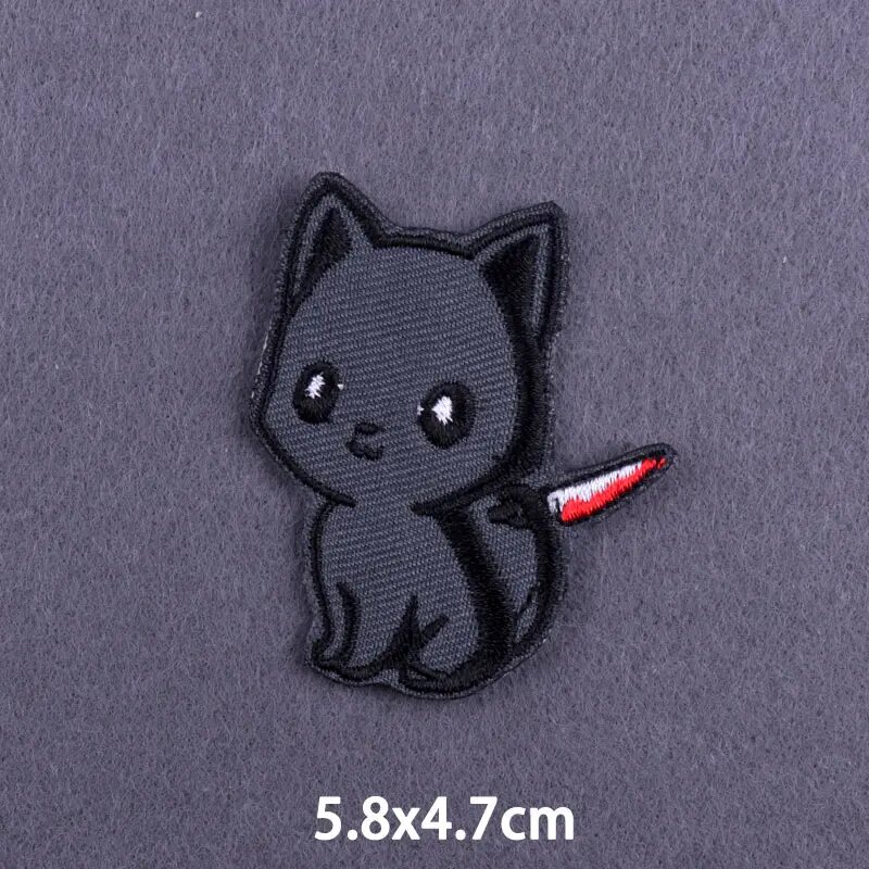 Нашивки pulaqi с черепом, котом и бабочкой Черный, PE6609CT