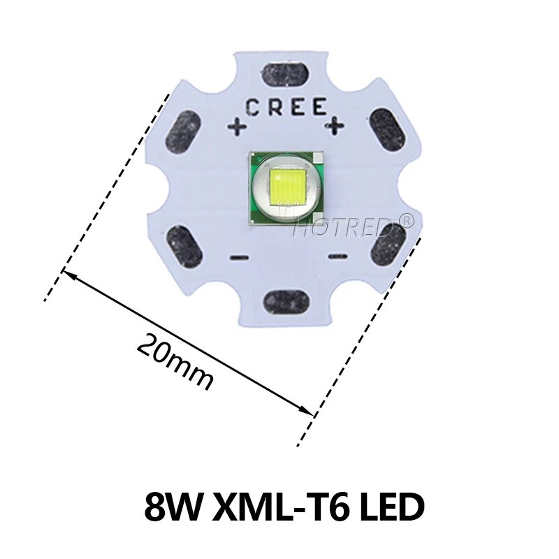Светодиод XML-T6 8W 20mm, белый свет 10000K