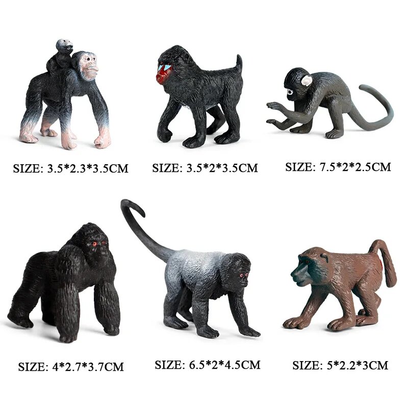 Oenux Мини фигурки обезьян из ПВХ 6pcs