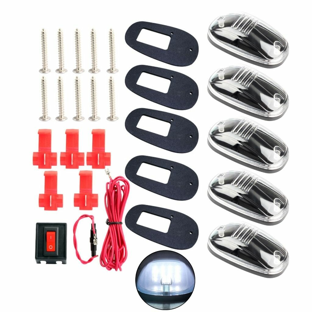 1 комплект из 5-12 светодиодных фонарей для мыши на крыше пикапа-белый свет-прозрачный корпус