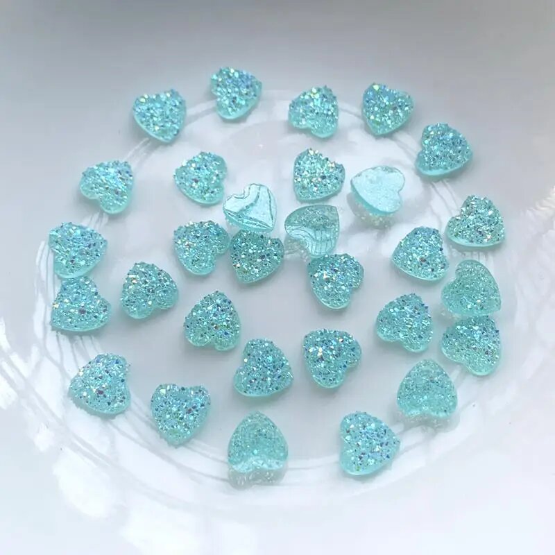 100 шт. полимерные стразы сердце 8 мм YUSDTSHA Бирюзовый, 5