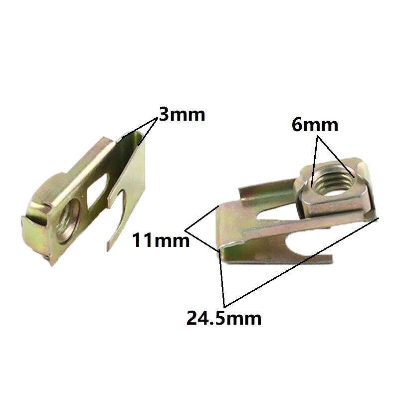 10 шт. 6 мм 8 мм Винтовые металлические клипсы для пластины U-образные клипсы скоростные гайки для крыла автомобильного номерного знака универсальные M6 10PCS