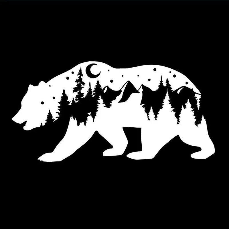 Наклейка на авто Медведь, White-L, S60112