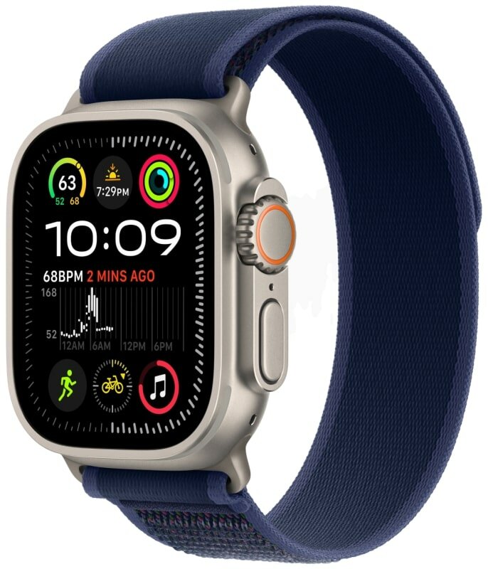 Умные часы Apple Watch Ultra 2 (2024) GPS + Cellular, 49 мм, корпус из бежевого титана, ремешок Blue Trail Loop US, размер M/L