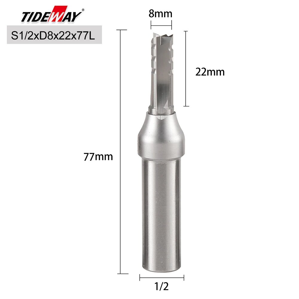 Фреза TIDEWAY 1/2" (12,7 мм) 8x22x77L, 3 канала