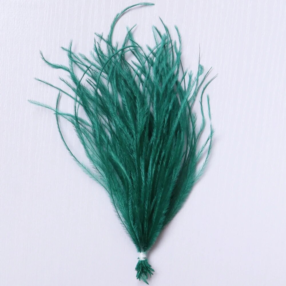 Окрашенные страусиные перья для украшений, 100 шт. Изумрудный, 10-15 cm, dark green