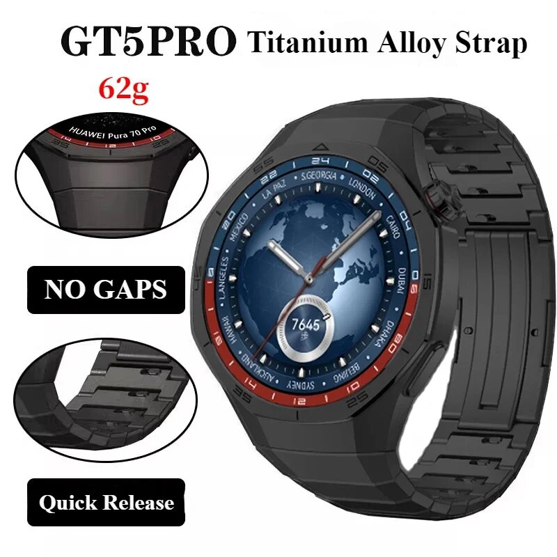 BINYEAE Ремешок для Huawei Watch GT 5 Pro 46 мм титановый, grey, for Gt 5 pro 46mm