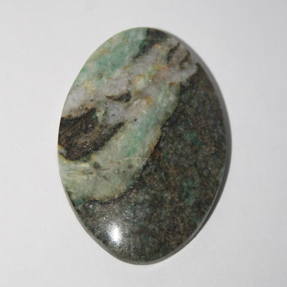 Коллекционный кабошон Лиственит, 42х29х3 мм, Урал, "True Stones"